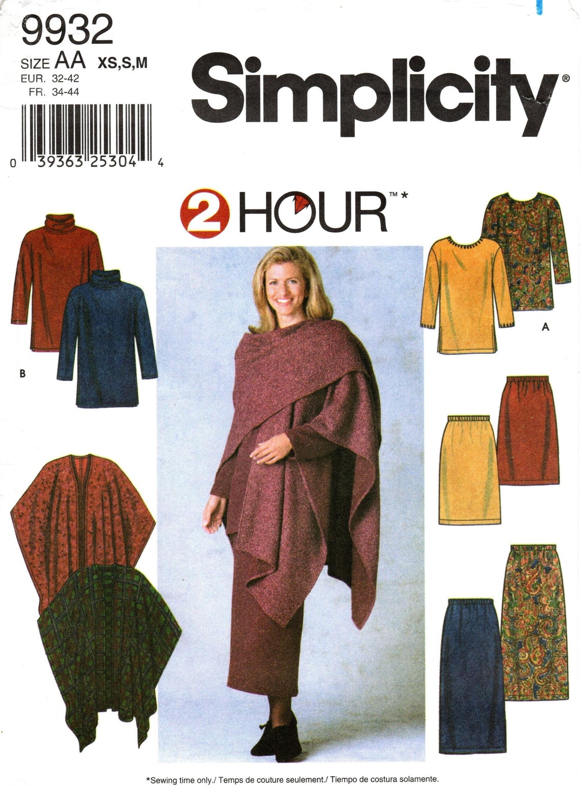 Simplicity 9932 Sewing Pattern: Misses' Tunic, Skirt & Wrap (XS/S/M) - Etsy
