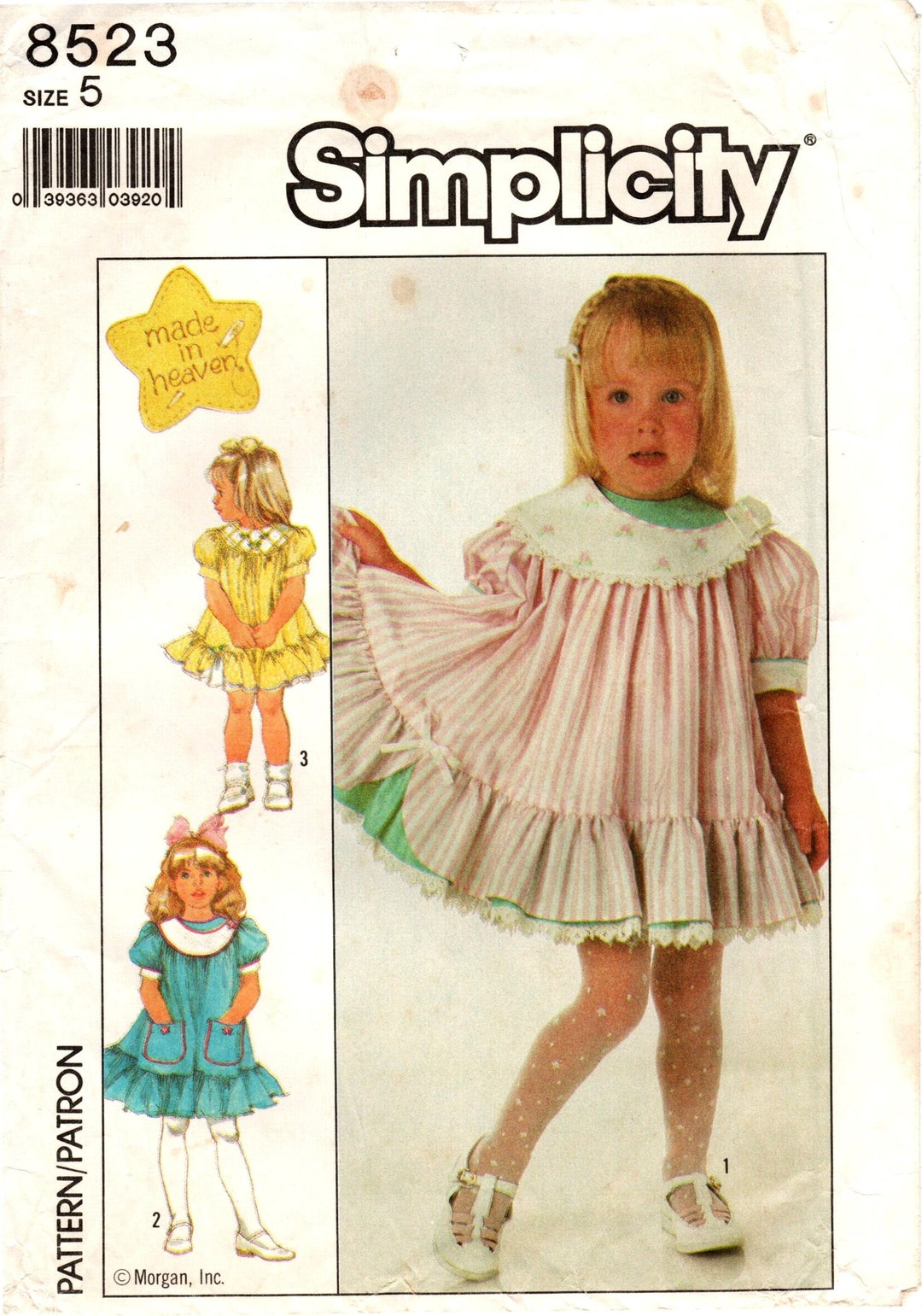 Sz 5 - Simplicity Pattern 8523 - Girl's Ruffled Hemline, Puff Sleeve ...