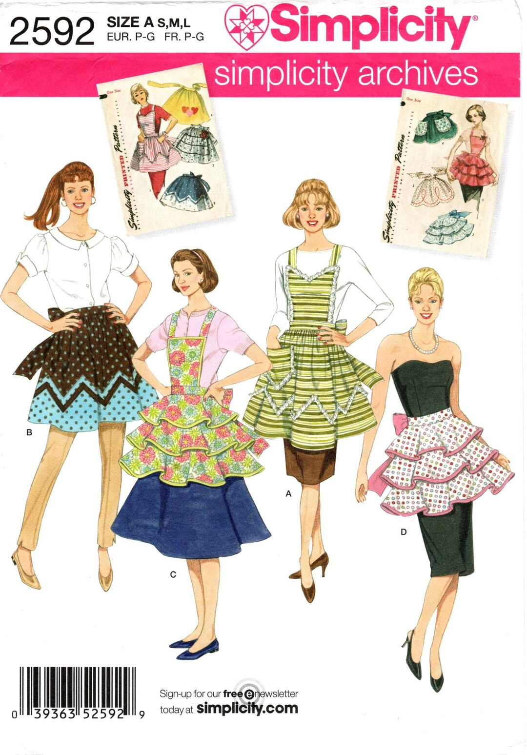Simplicity Apron Sewing Pattern 2592 - Misses' 1950's Vintage ...