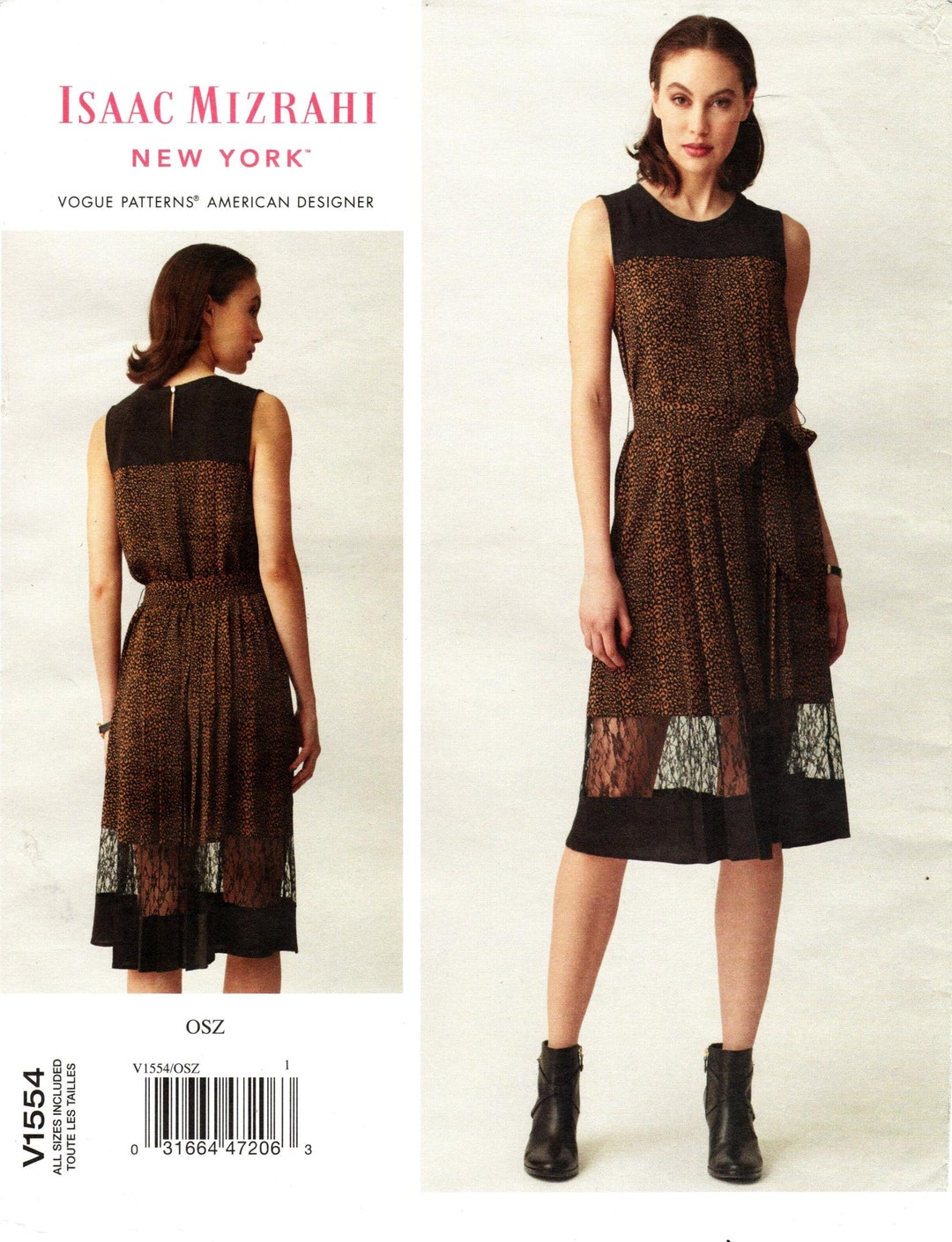 Isaac Mizrahi Vogue Dress Pattern V1554: Yoked Pullover, Contrast Bands ...