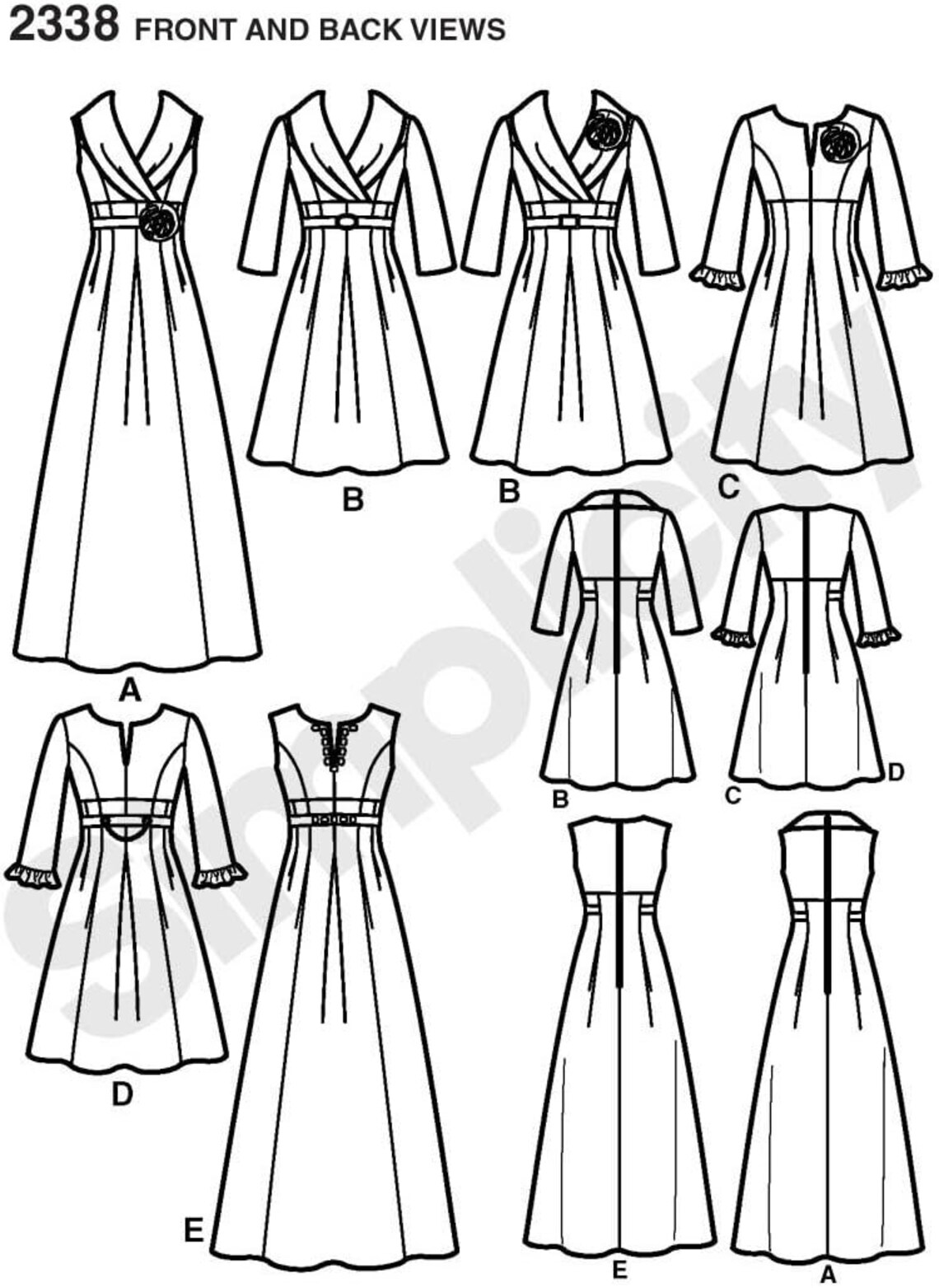 Simplicity 2338 Dress Sewing Pattern: Misses' Day or Evening Looks ...