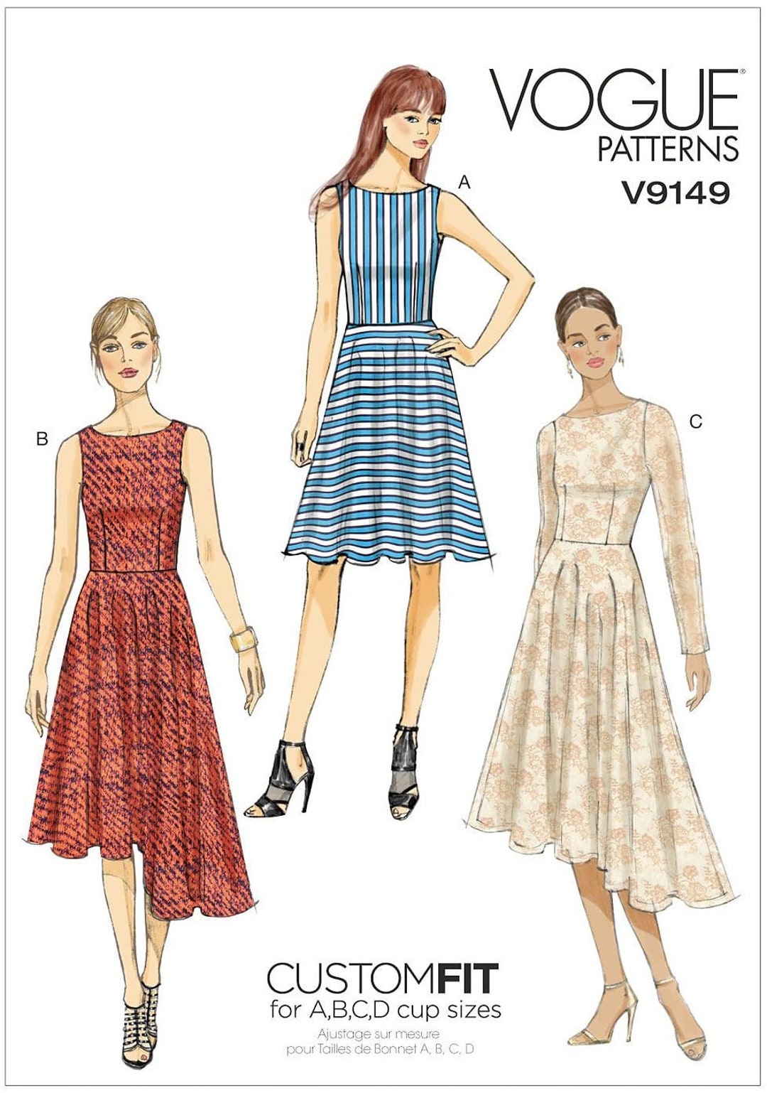 Vogue Sewing Pattern V9149 - Misses' Close-fitting, Lined Dress With ...