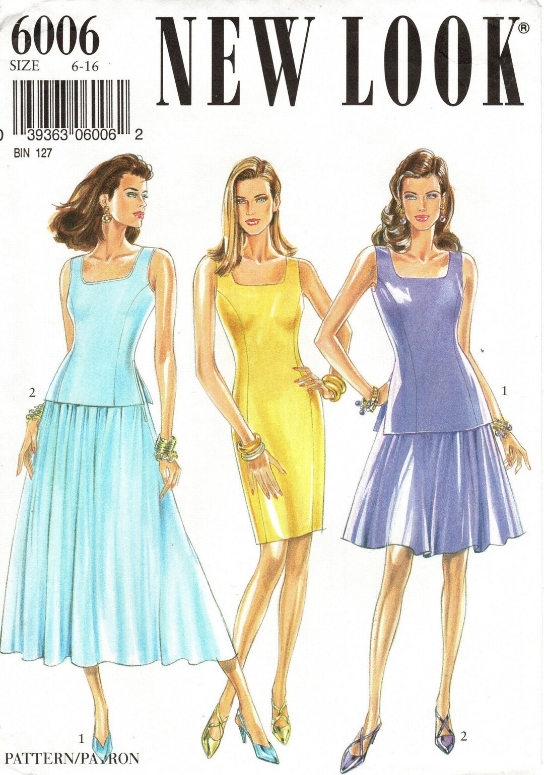Sz 6 Thru 16 - New Look Pattern 6006 - Misses' Square Neckline ...
