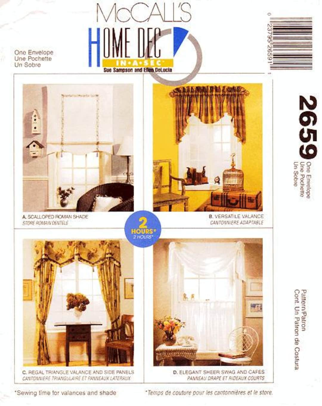 Mccall's Window Treatment Sewing Pattern 2659: Valances & Roman Shade ...