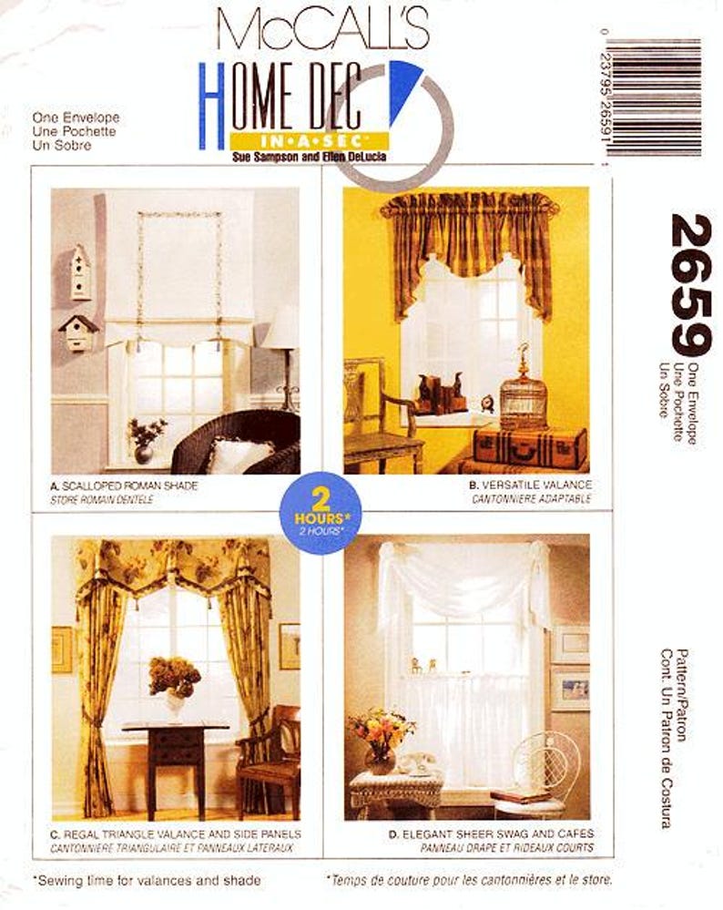 Mccall's Window Treatment Sewing Pattern 2659: Valances & Roman Shade ...