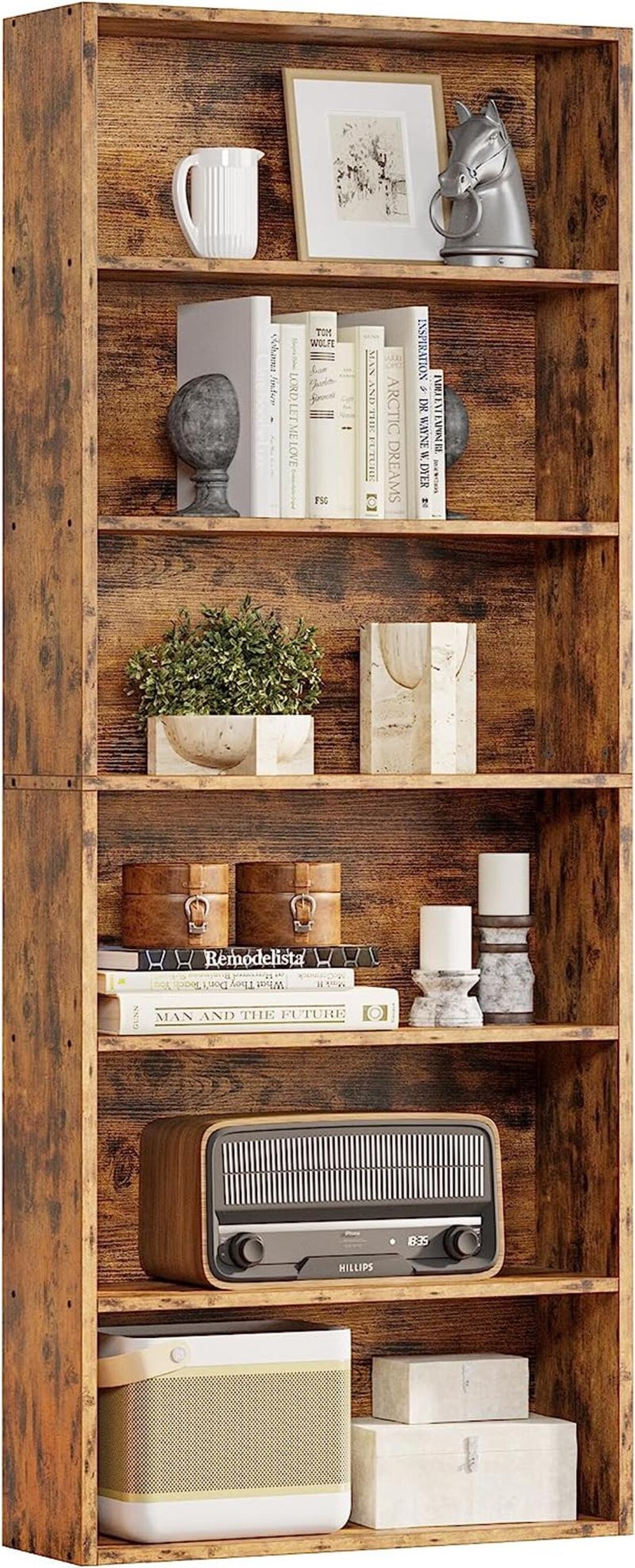 Industrial Bookshelves and Bookcases Floor Standing 6 Shelf Display Storage Shelves 70 in Tall ...