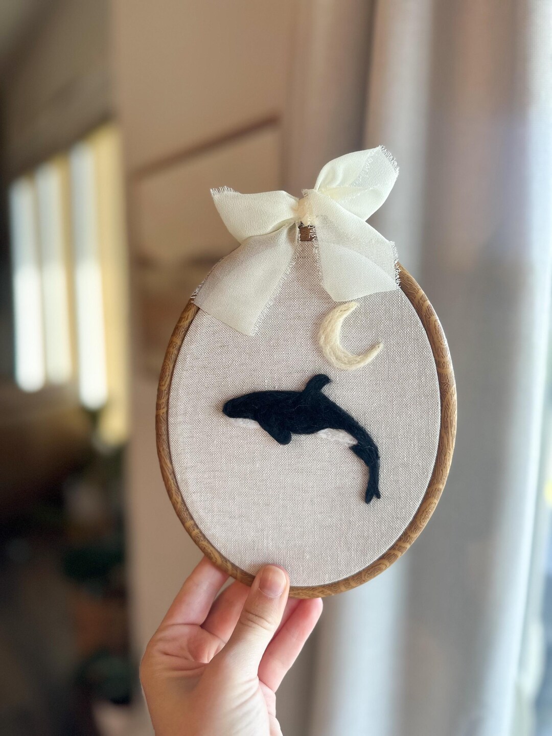 Needle Felted Orca Nursery Decor: Handmade Embroidery Hoop Art - Etsy