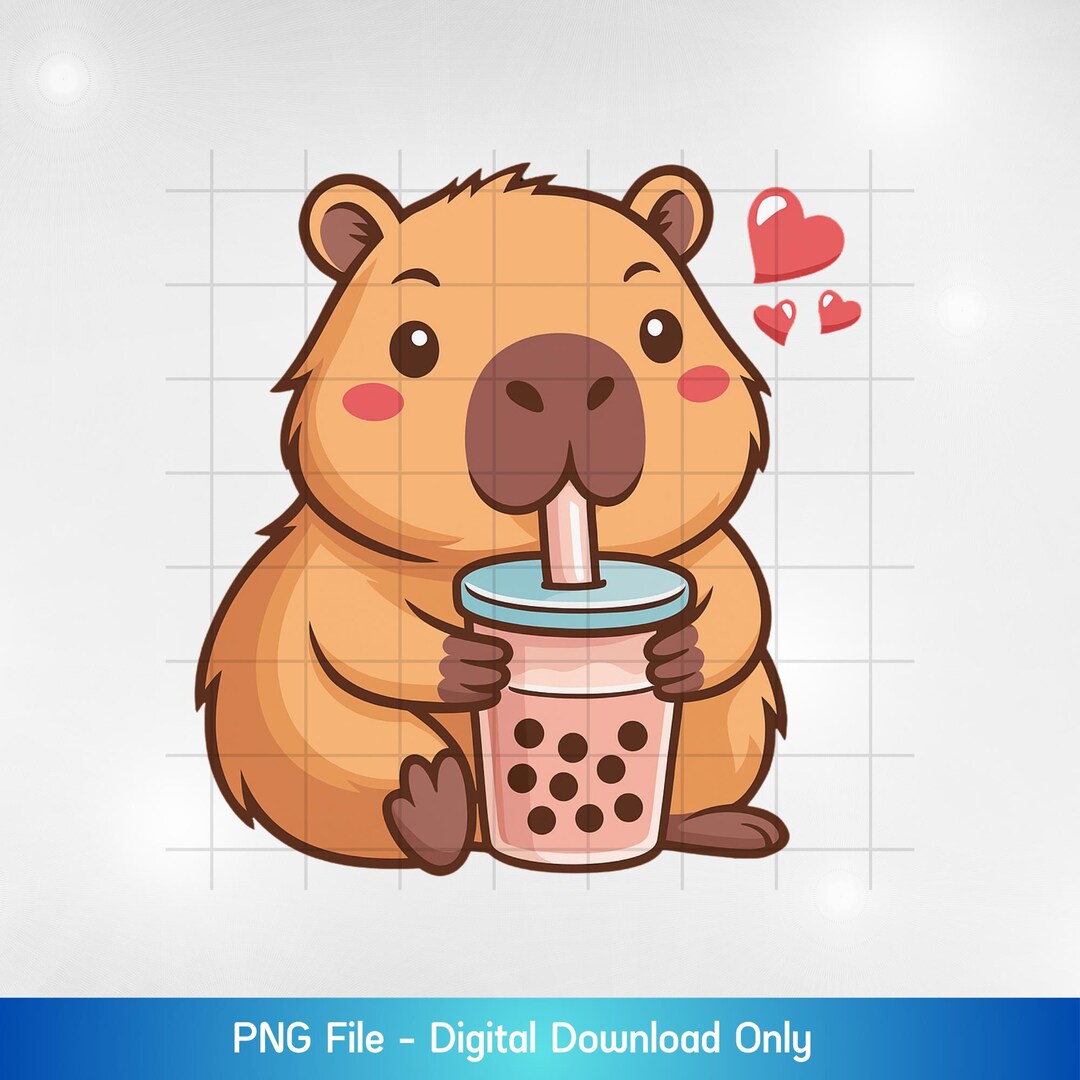 Capybara Bubble Tea PNG, Cute Boba Animal Clipart, Kawaii Capybara ...