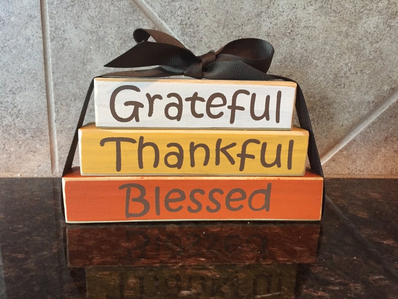 Fall Thanksgiving Wood Blocks - Grateful Thankful Blessed - Etsy