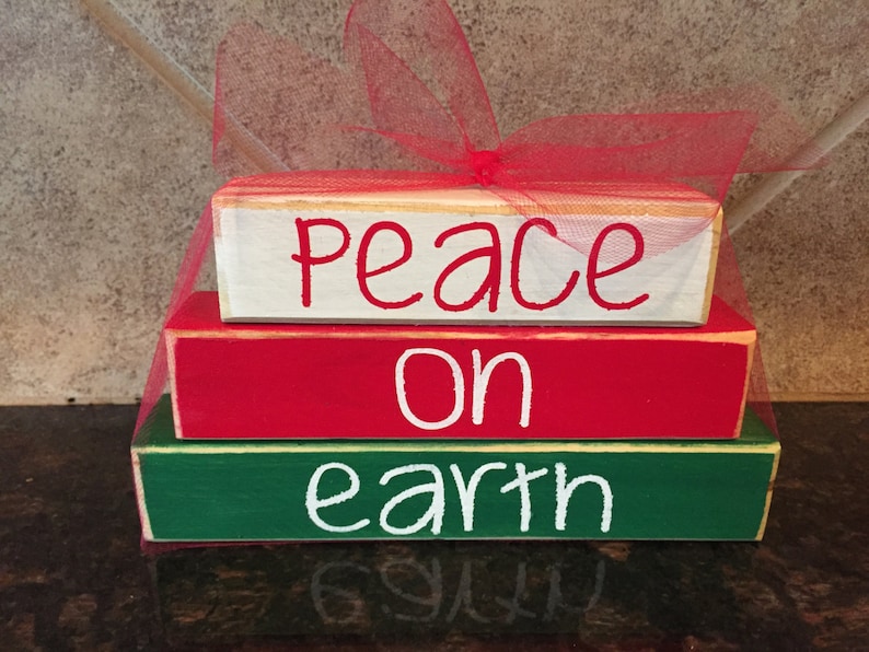 Peace on Earth Christmas Wood Blocks-mini Stacker - Etsy