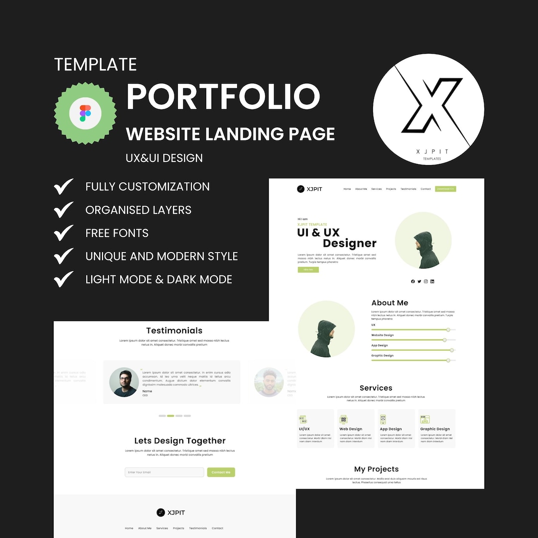 Modern Portfolio Website Template | Editable Figma Landing Page | UX/UI ...