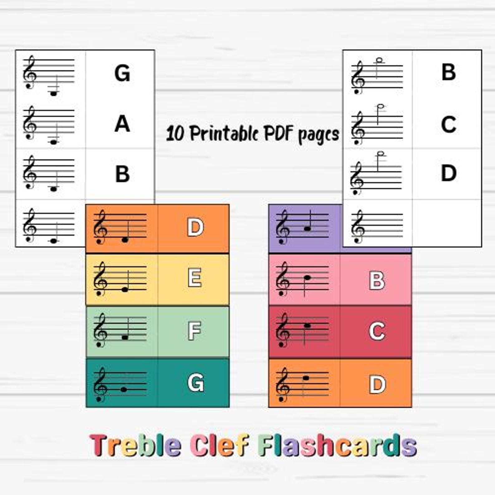 Treble Clef Music Note Flashcards - Printable - Learn Notes & Improve ...