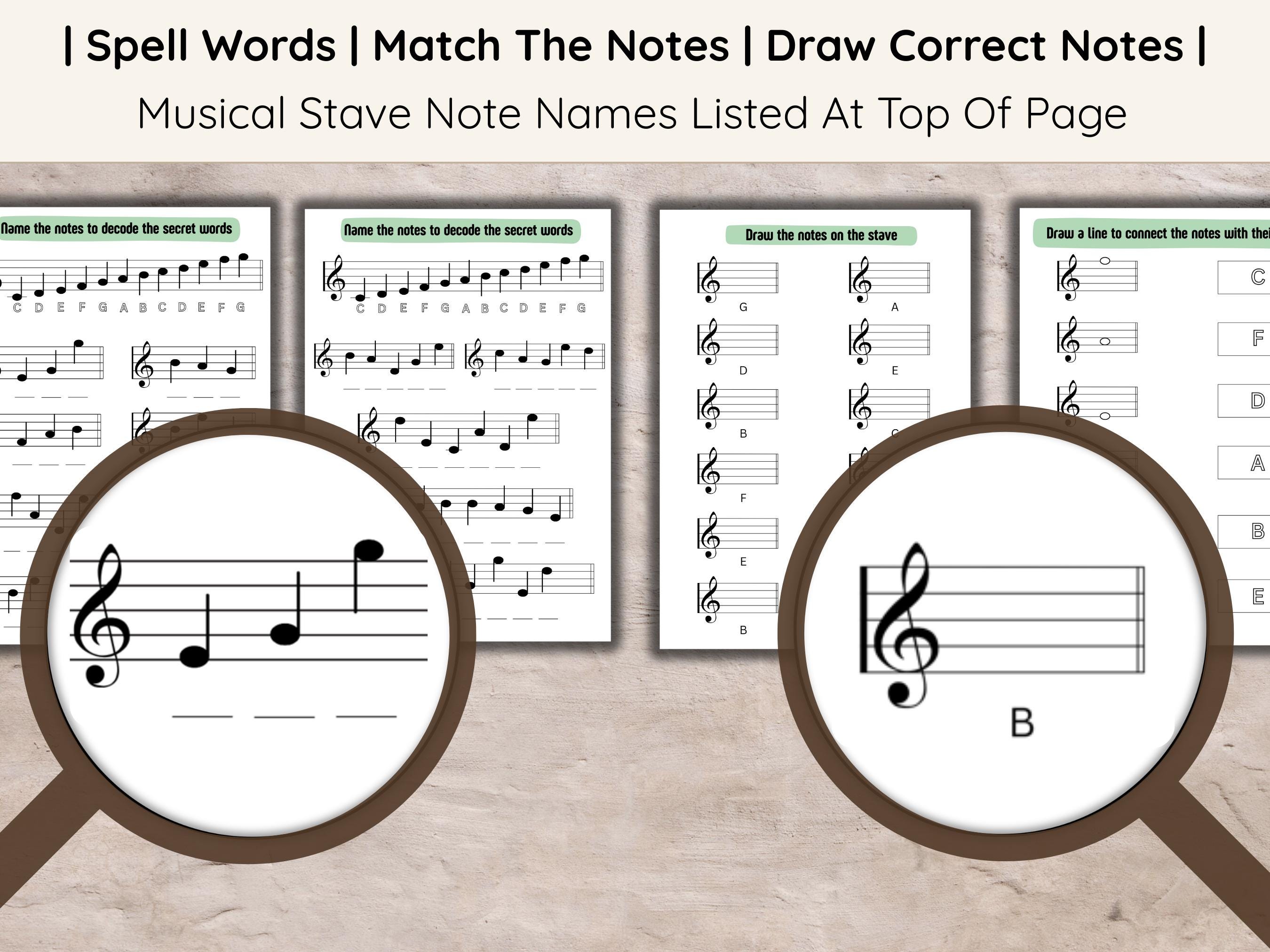 Treble Clef Worksheets: Music Theory Note Recognition (PDF Pattern) - Etsy