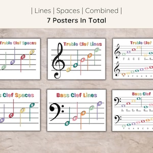 Treble & Bass Clef Music Notes Poster Set (digital Download) - Etsy