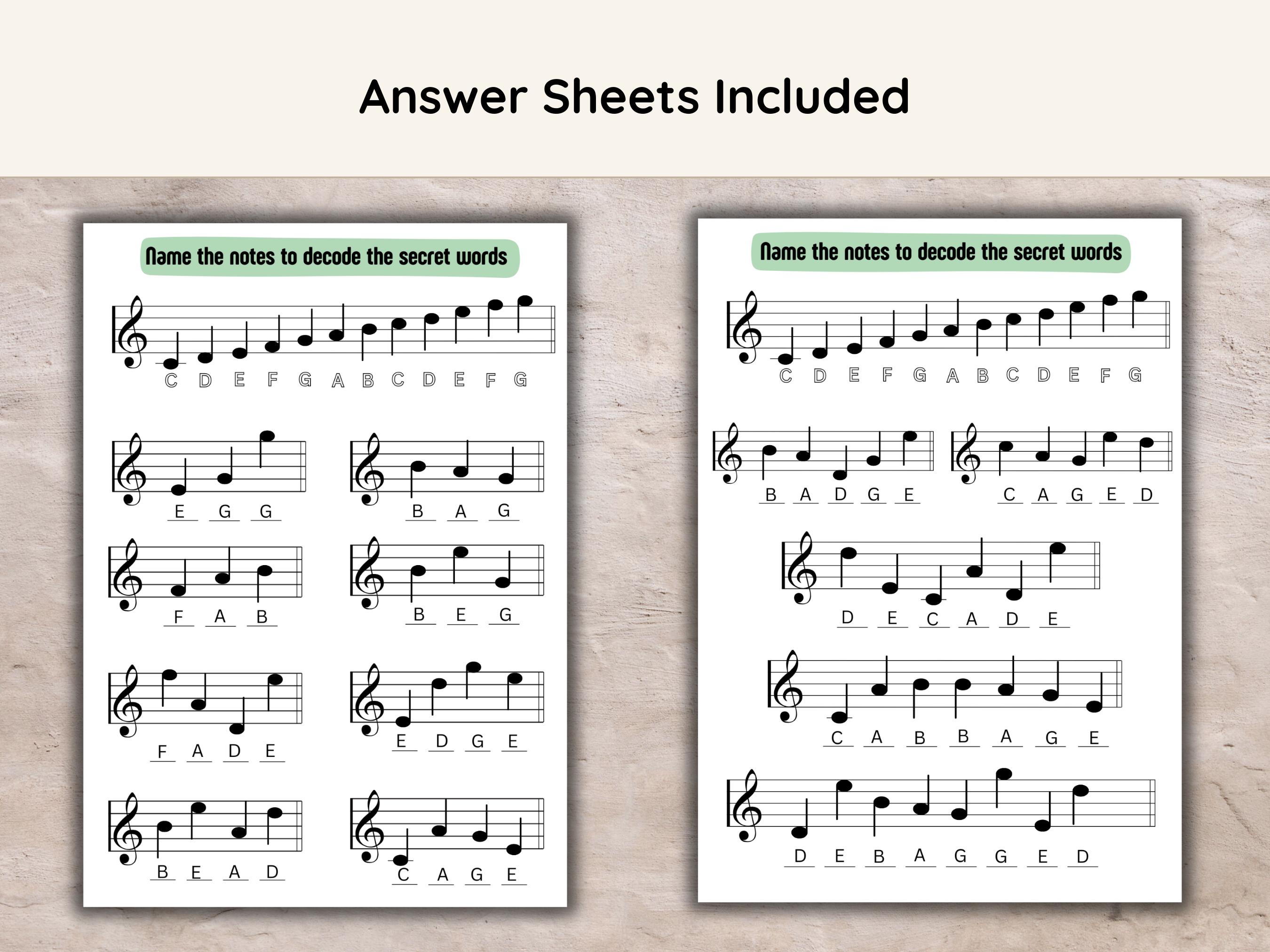 Treble Clef Worksheets: Music Theory Note Recognition (PDF Pattern) - Etsy