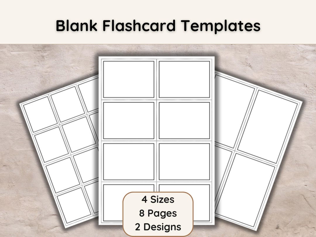 Printable Flashcard Templates: Multi-size, Square & Rounded Edge (PDF ...