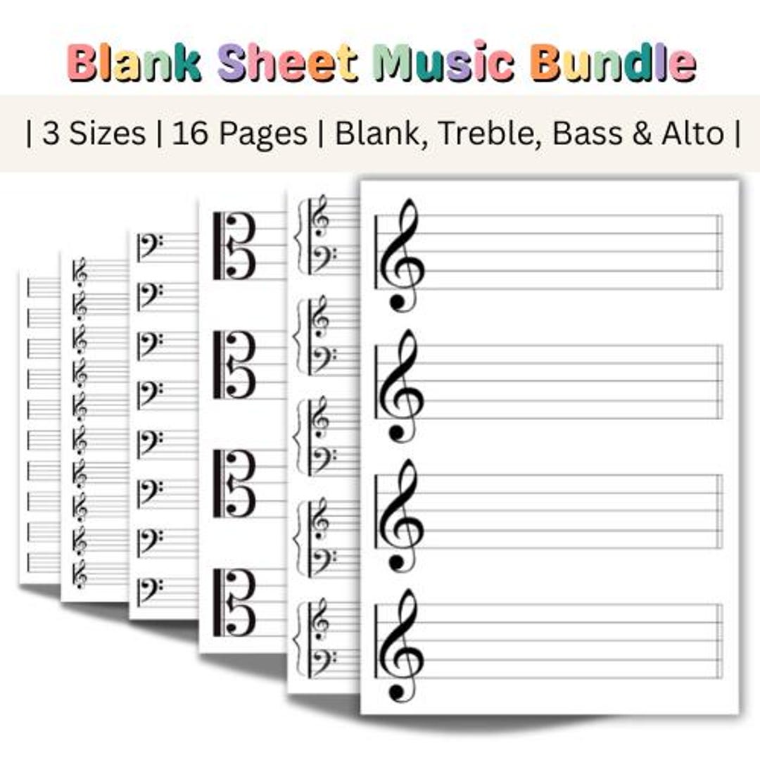 Printable Sheet Music Manuscript Paper, Blank 10 Stave, Sheet Music ...