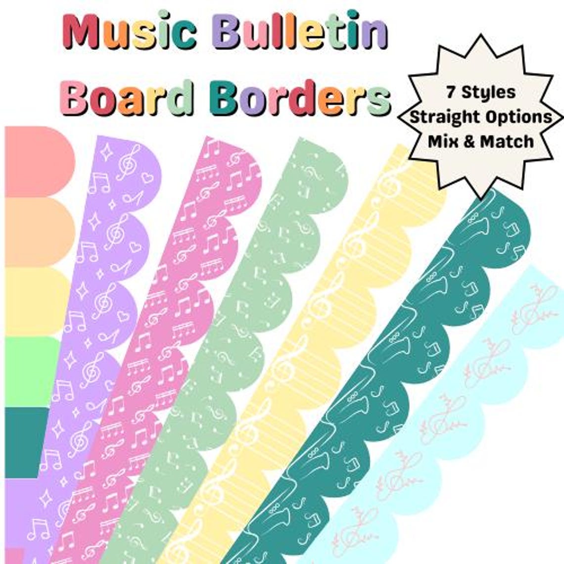 Pastel Music Bulletin Board Borders: Classroom Decor (digital Download ...