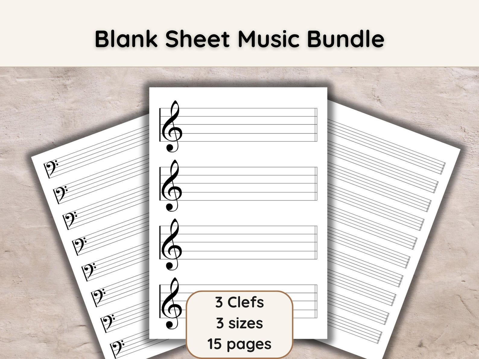 Printable Sheet Music Manuscript Paper: Blank 10 Stave (A4 PDF) - Etsy
