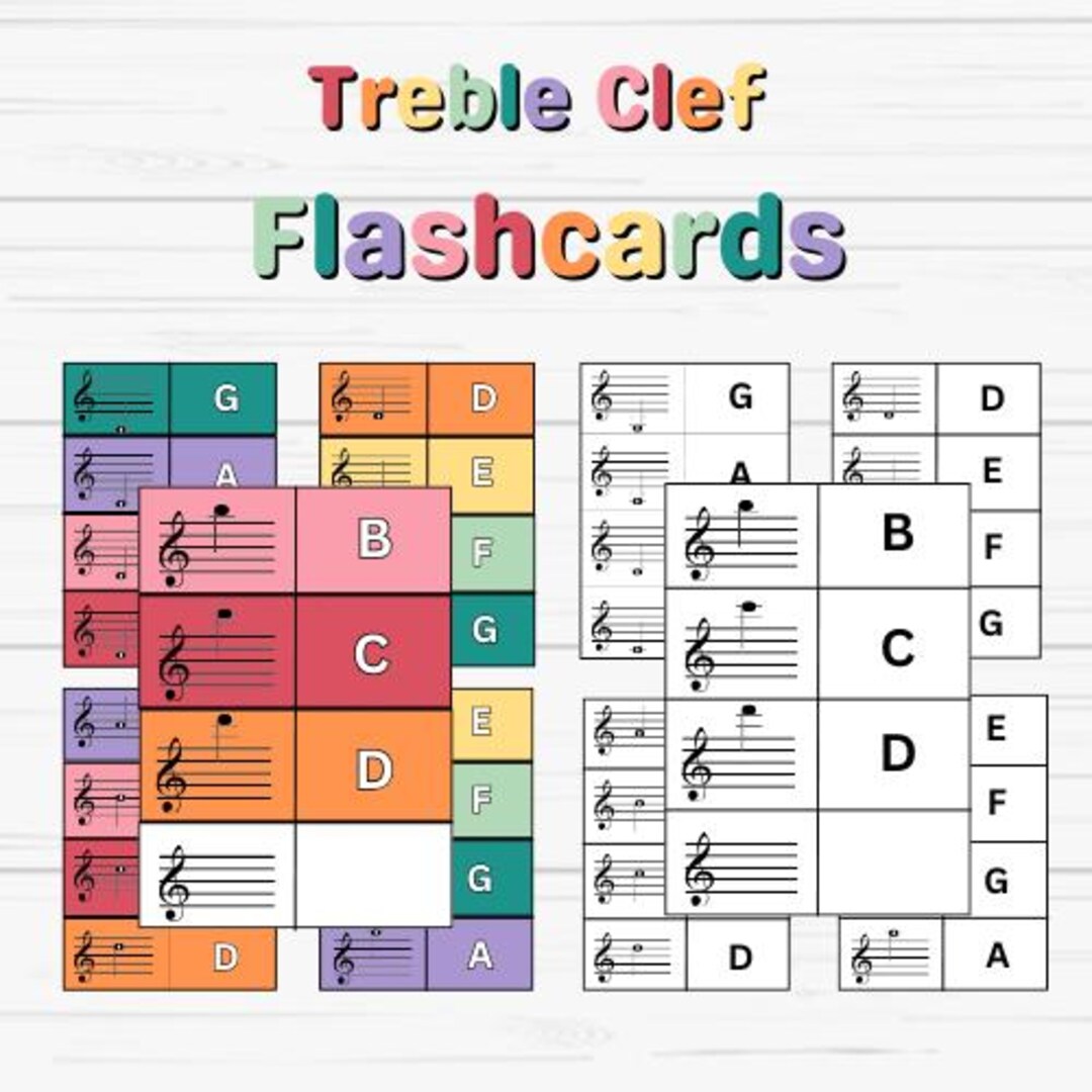 Treble Clef Music Note Flashcards - Printable - Learn Notes & Improve ...