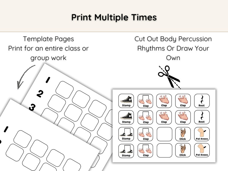 Printable Body Percussion Flashcards for Music & Body Movement With ...