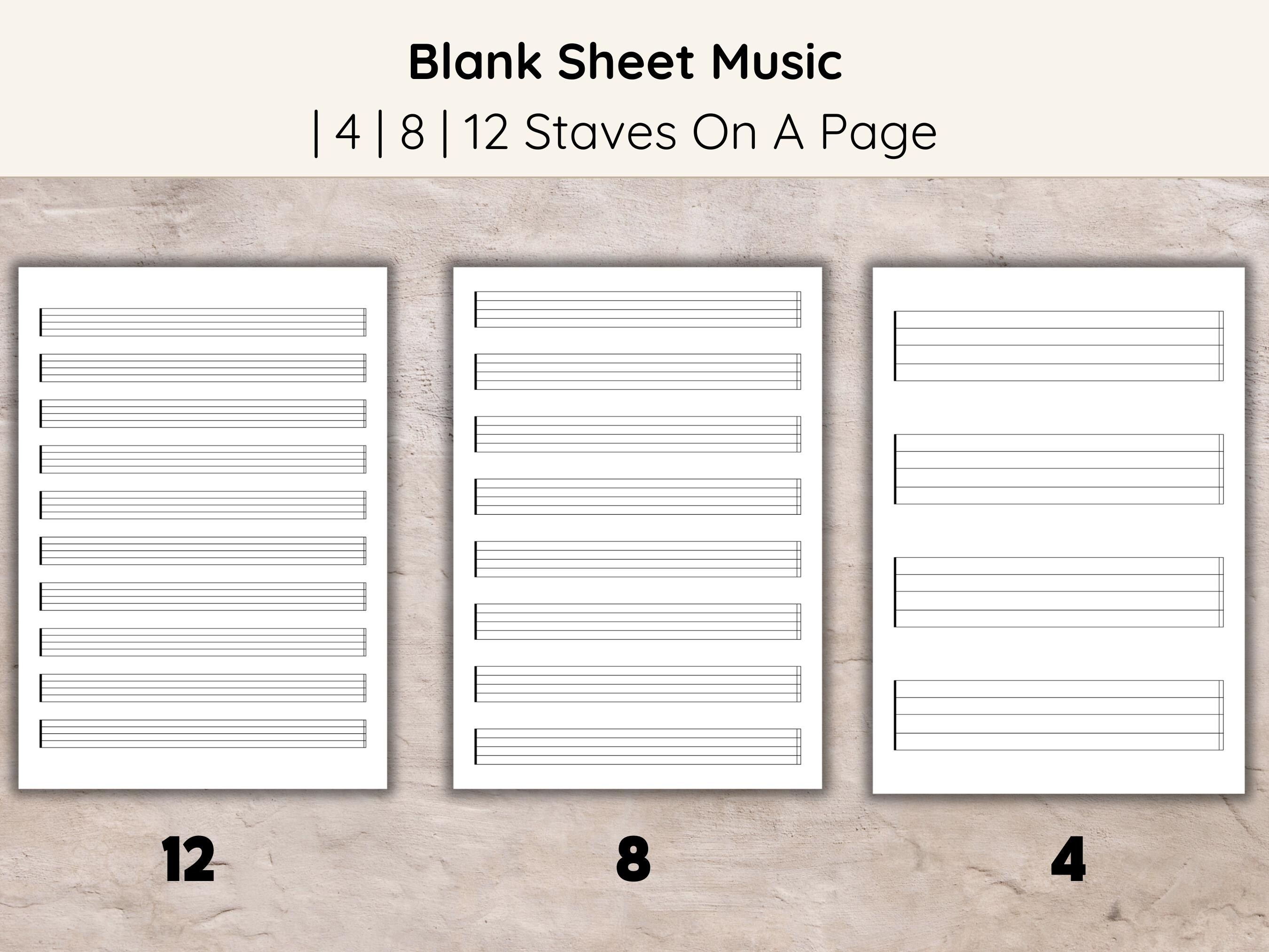 Printable Sheet Music Manuscript Paper: Blank 10 Stave (A4 PDF) - Etsy