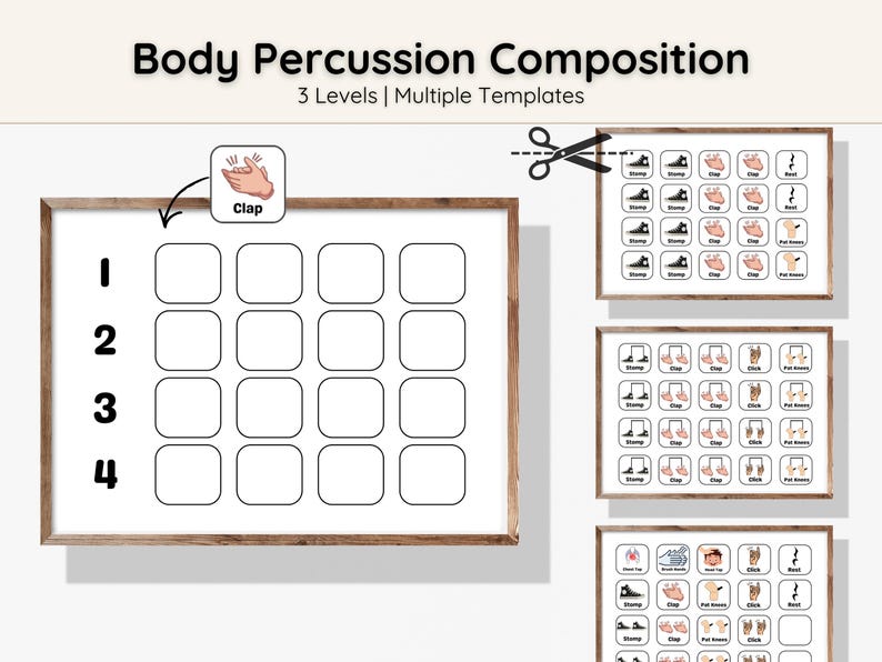 Printable Body Percussion Flashcards for Music & Body Movement With ...