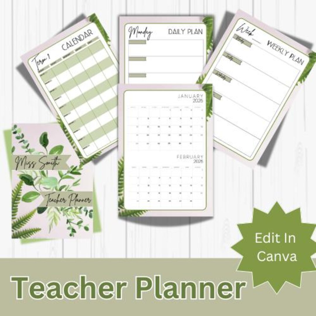 Fern Editable Teacher Planner | Daily and Weekly Planner | Term ...