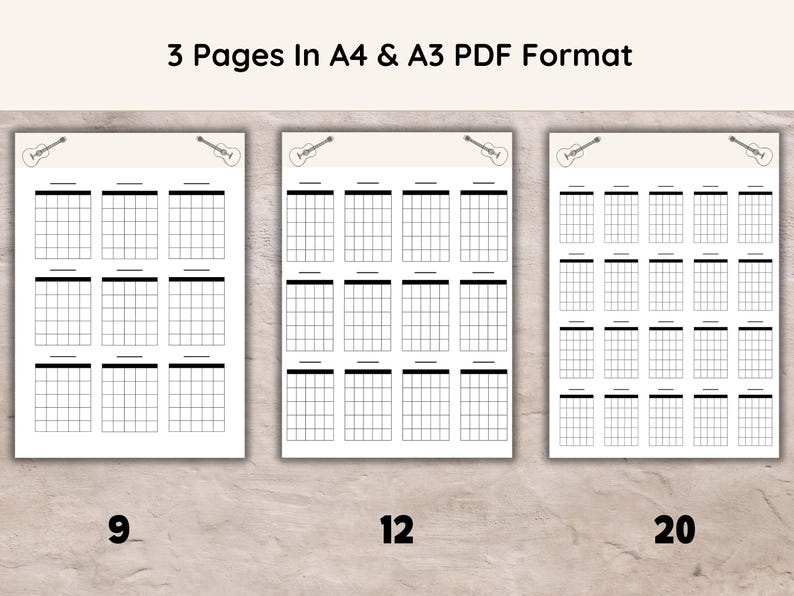 Blank Guitar Chord Progression Chart, Music Composition Aid, Guitarist Sheet, Musician Tool ...