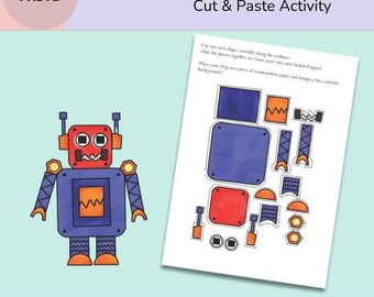 Robot Craft Template: Cut and Glue Paper Craft for Kids (PDF) - Etsy UK