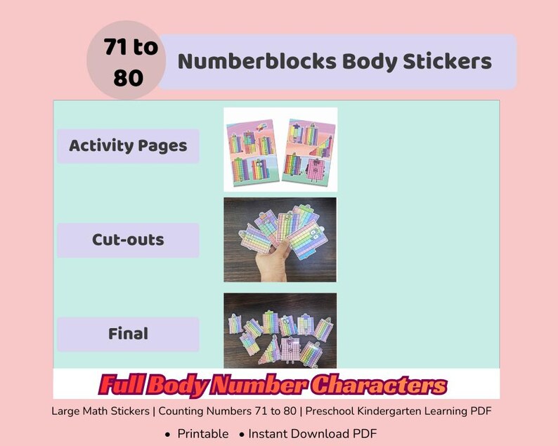 Printable Numberblocks 71–80 Stickers | Kids Math Learning Stickers ...