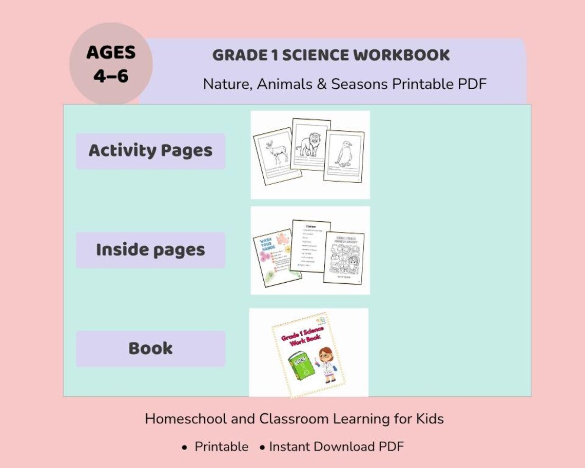 Grade 1 Science Workbook | Nature, Animals & Seasons Printable PDF ...