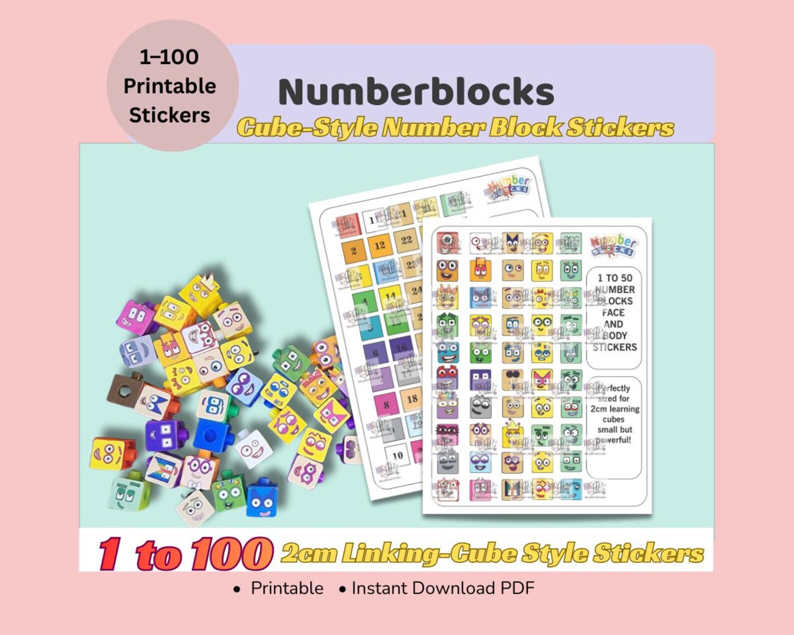 Numberblocks 1–100 Printable Stickers | Fun Math Learning Resources for ...