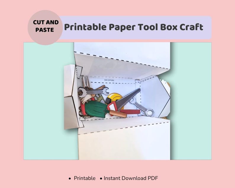 Printable Paper Tool Box Craft for Kids | Cut & Glue DIY Learning ...