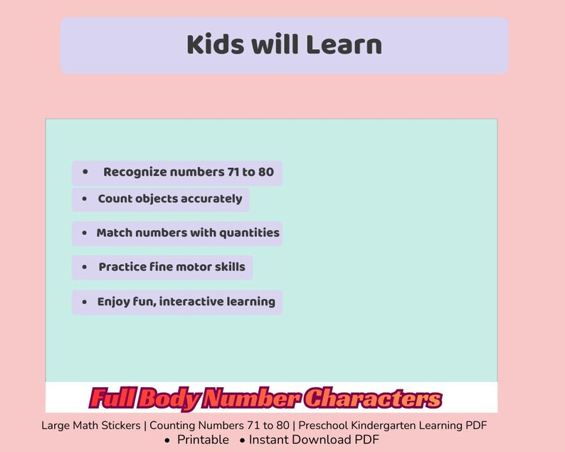 Printable Numberblocks 71–80 Stickers | Kids Math Learning Stickers ...