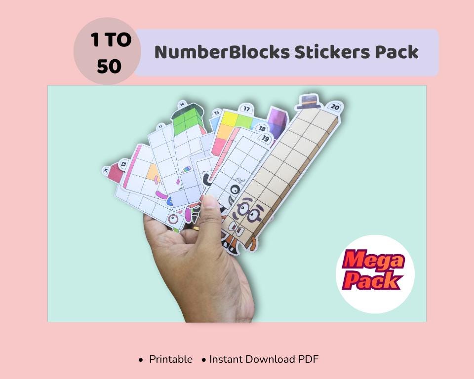 Numberblocks 1-50 Stickers | Printable Body Character Sticker Pack ...