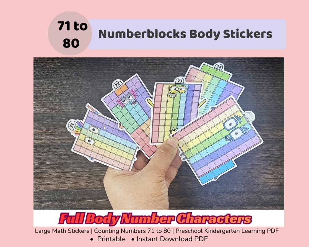 Printable Numberblocks 71–80 Stickers | Kids Math Learning Stickers ...
