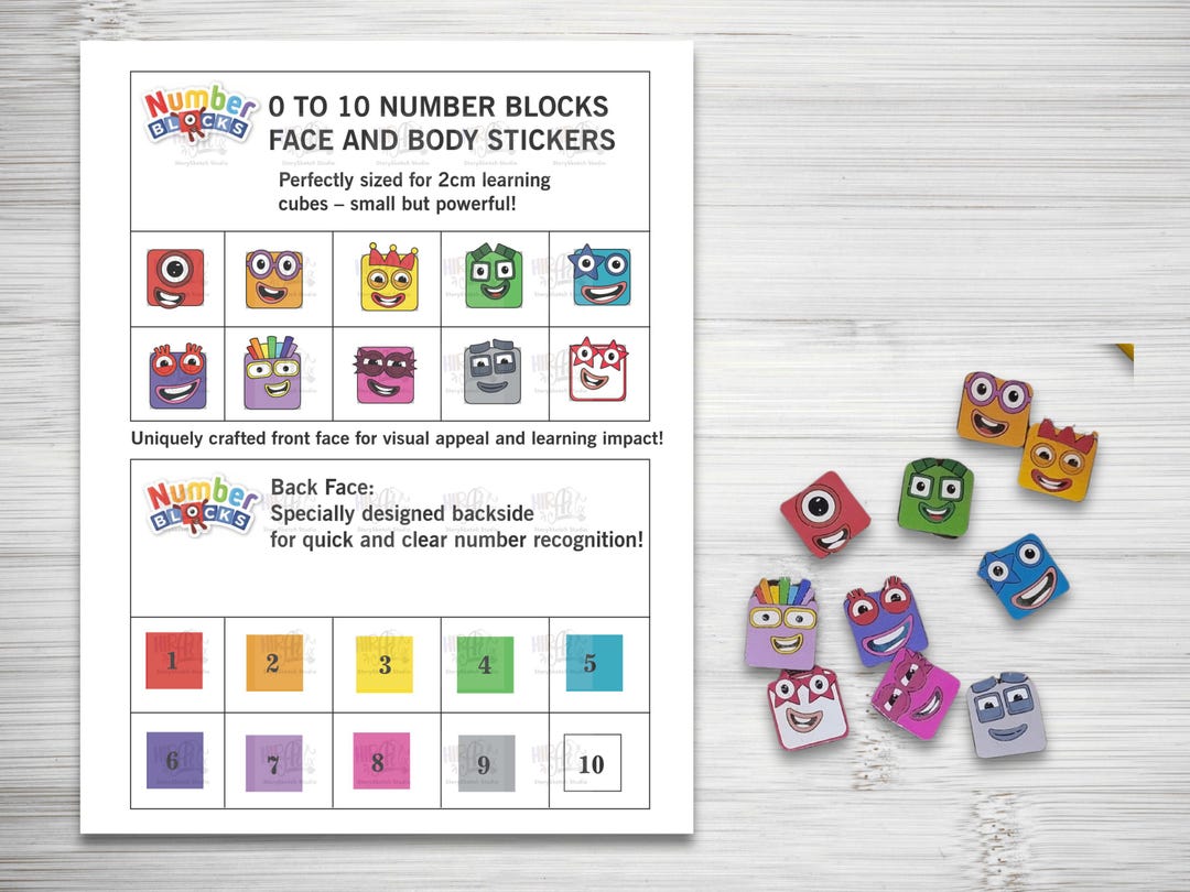 Numberblocks 0-20 Faces / for 2cm Cubes / Sticker Printing / Instant ...