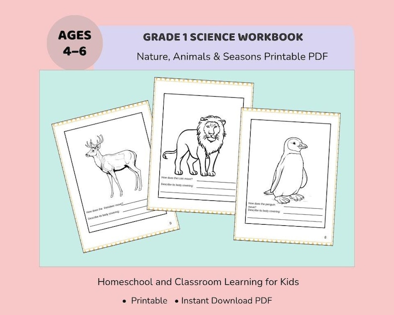Grade 1 Science Workbook | Nature, Animals & Seasons Printable PDF ...