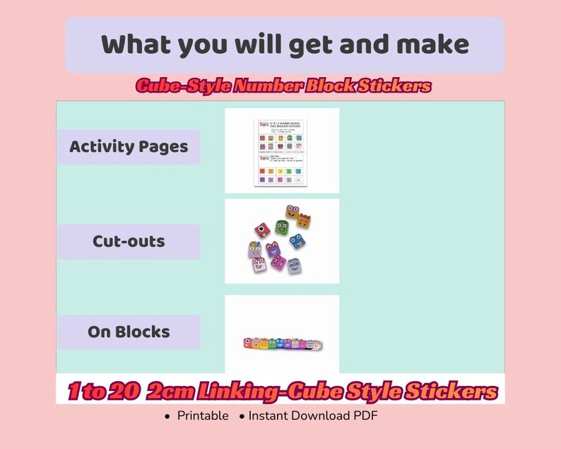 Numberblocks 1-20 Faces Stickers | 2cm Cube Math Printable | Instant ...