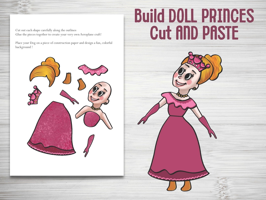 Printable Paper Doll Princess and Prince Set – Cut and Paste Dress-up ...