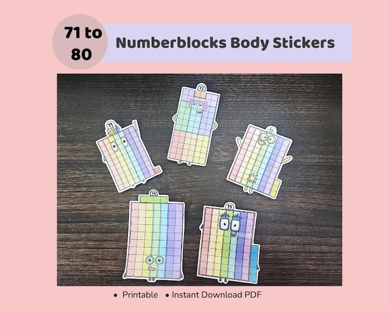 Printable Numberblocks 71–80 Stickers | Kids Math Learning Stickers ...