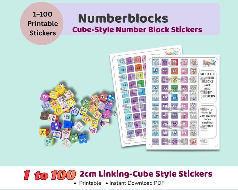 Numberblocks 1–100 Printable Stickers | Fun Math Learning Resources for ...