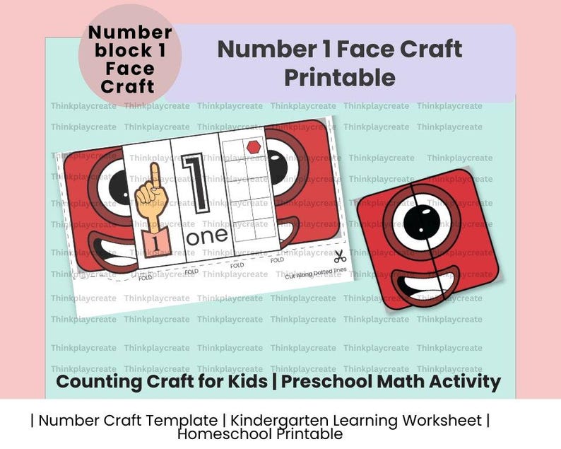 Number 1 Face Craft Printable | Counting Craft for Kids | Preschool ...