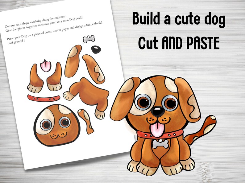 Puppy Paper Craft | Cut & Paste Dog Activity for Kids | Printable DIY ...