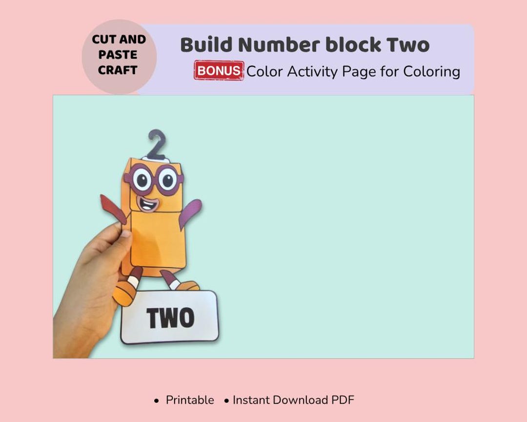 Numberblock 2 Craft Activity | Cut, Color & Build Printable | Preschool ...