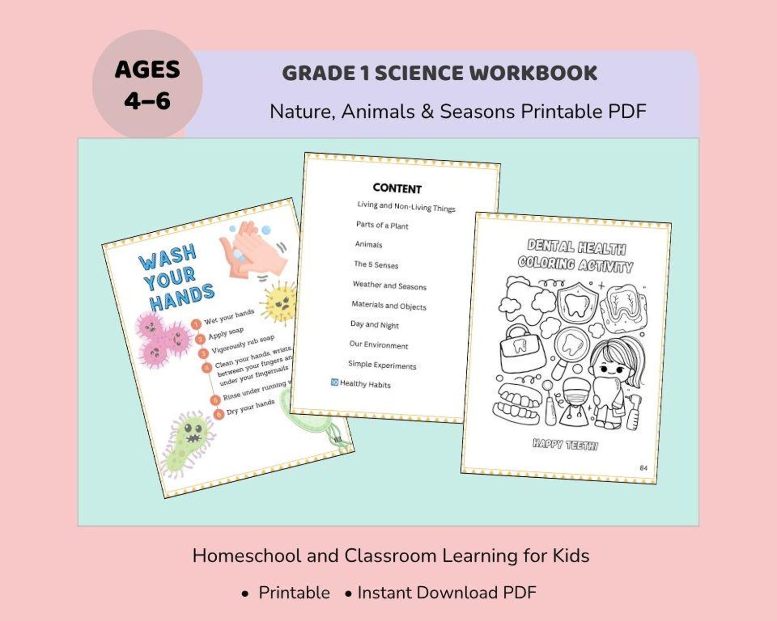 Grade 1 Science Workbook | Nature, Animals & Seasons Printable PDF ...