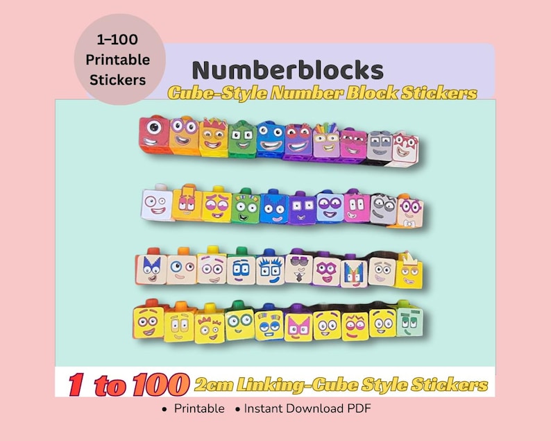 Numberblocks 1–100 Printable Stickers | Fun Math Learning Resources for ...