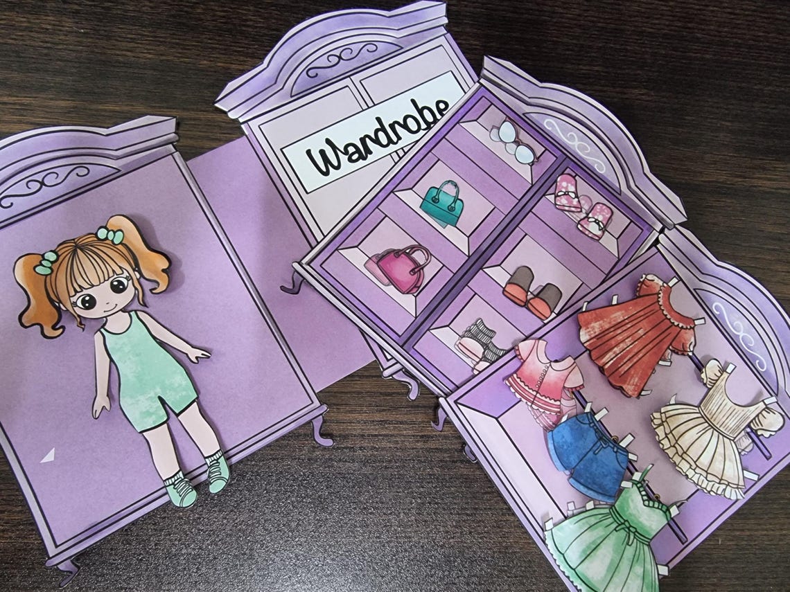 Paper Doll Closet Printable | DIY Paper Doll Wardrobe | Quiet Book ...