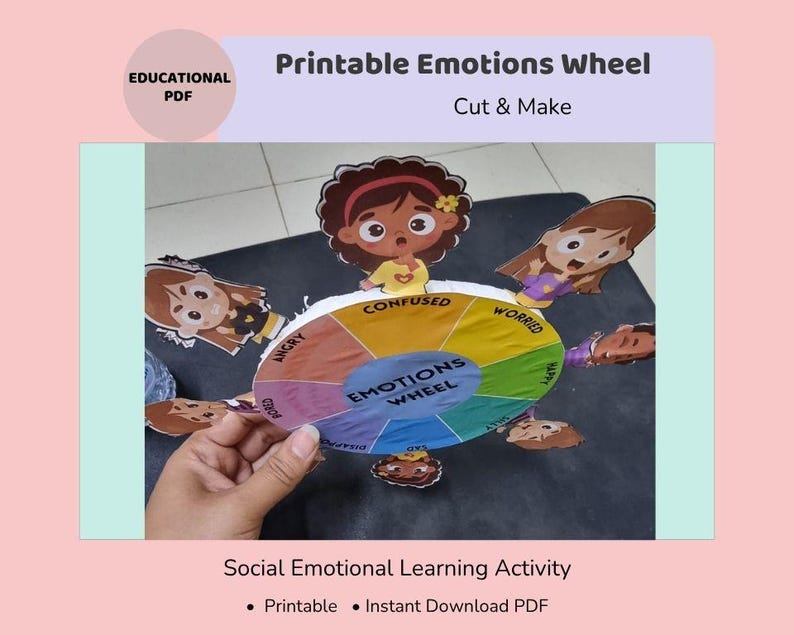 Printable Emotions Wheel for Kids | Interactive Feelings Craft | Social ...